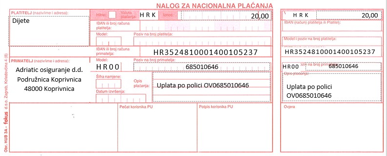 Osiguranje učenika – uplatnica – Osnovna škola Đurđevac